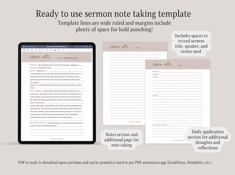 Church Notes | Sermon Notes Bible Study Notes Note Taking Template ...