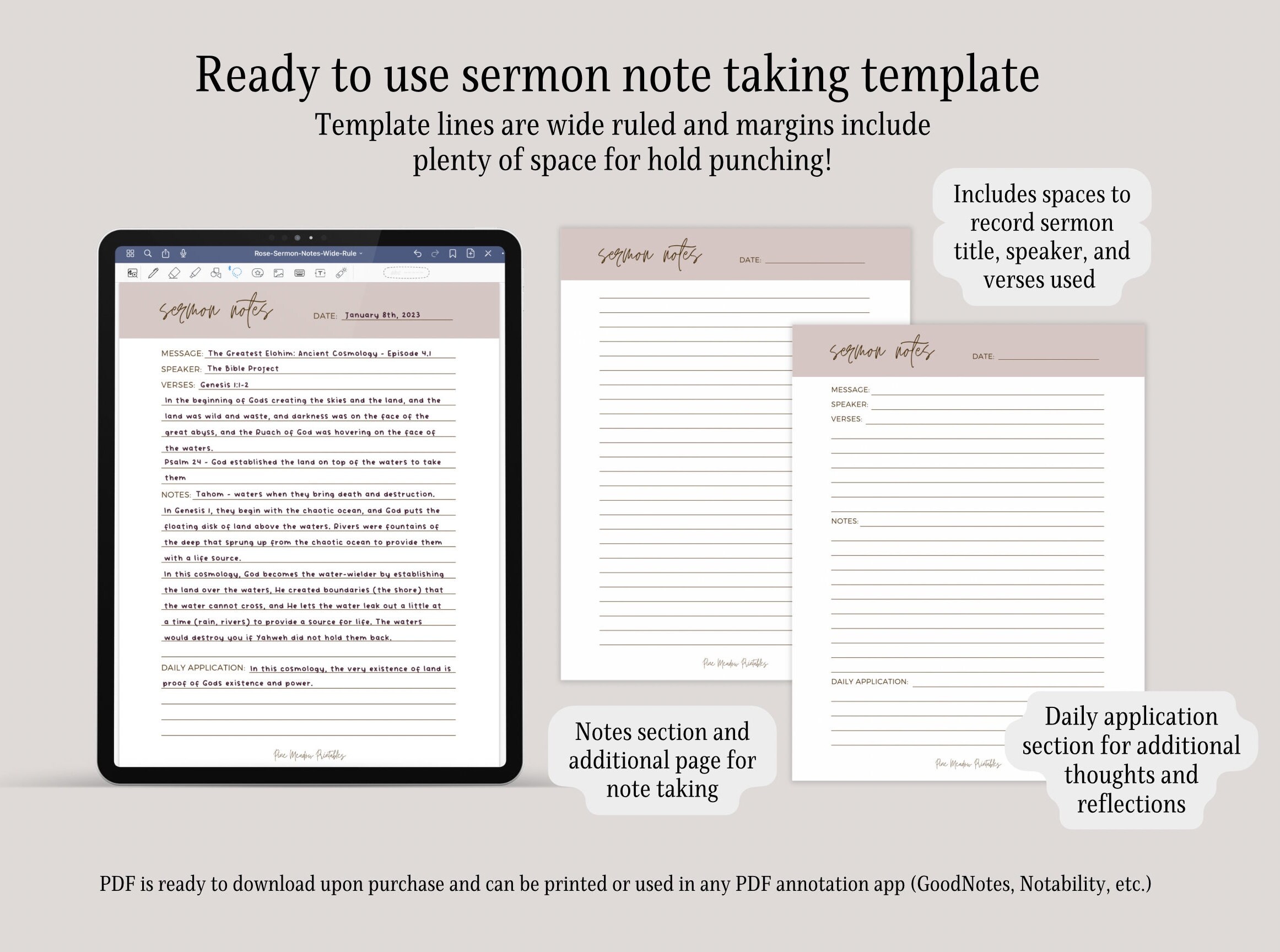 Church Notes | Sermon Notes Bible Study Notes Note Taking Template ...