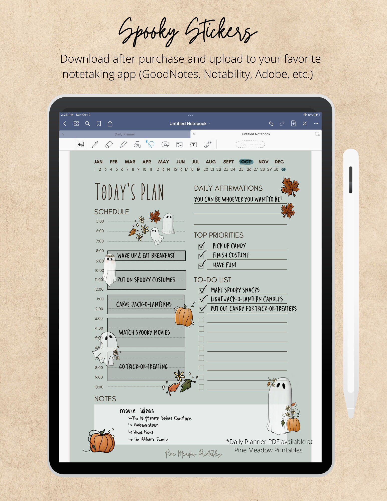 Cute Ghost Stickers Halloween Stickers for iPad Digital - Etsy