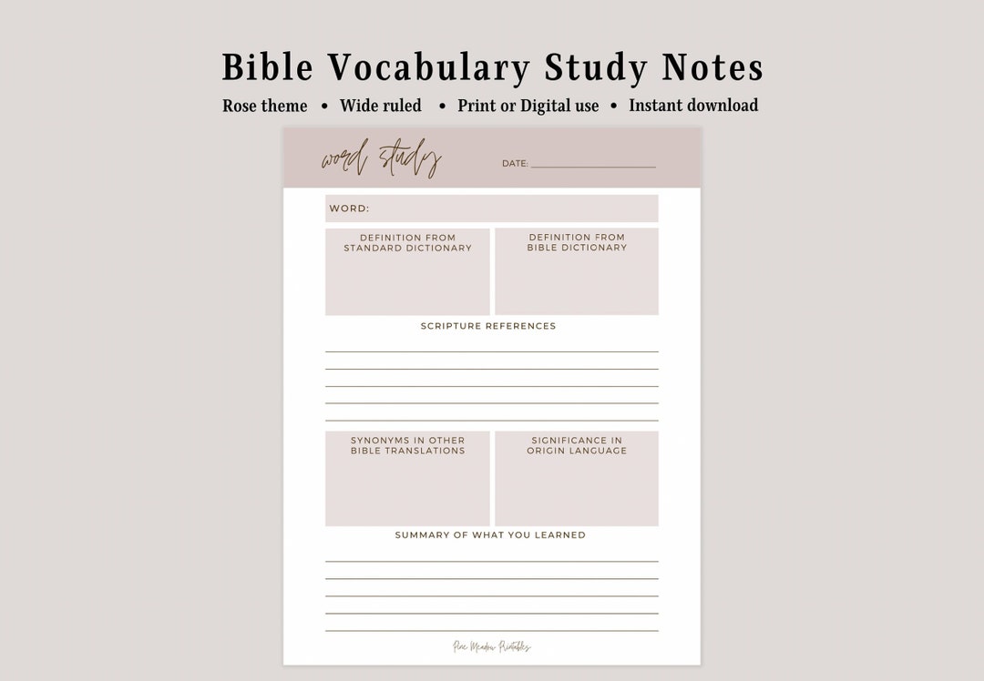 Word Study | Bible Study Notes Sermon Note Taking Template Goodnotes ...