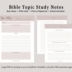 Topic Study | Bible Study Notes Sermon Note Taking Template Goodnotes ...