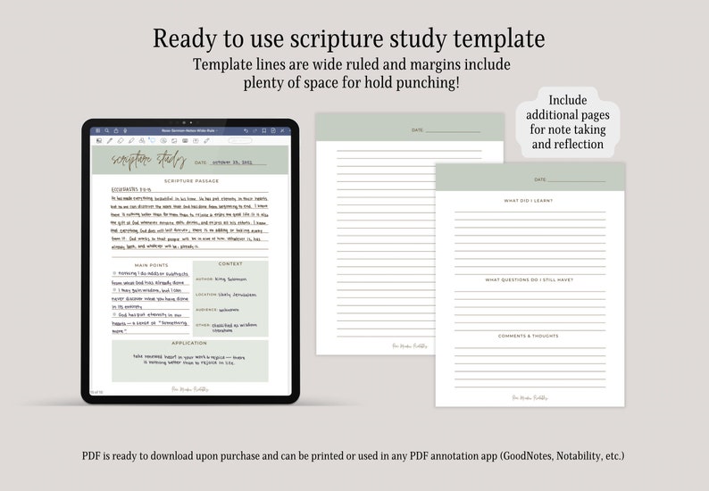 Scripture Study | Sermon Notes Bible Study Notes Note Taking Template ...