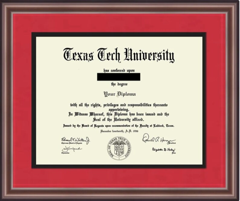 Texas Tech University Diploma Frame - Etsy
