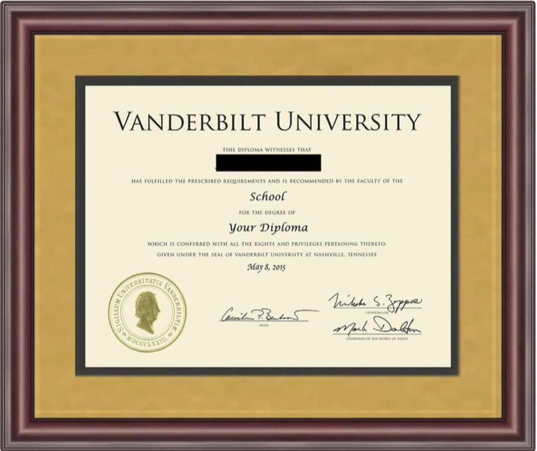 Vanderbilt University Diploma Frame - Etsy