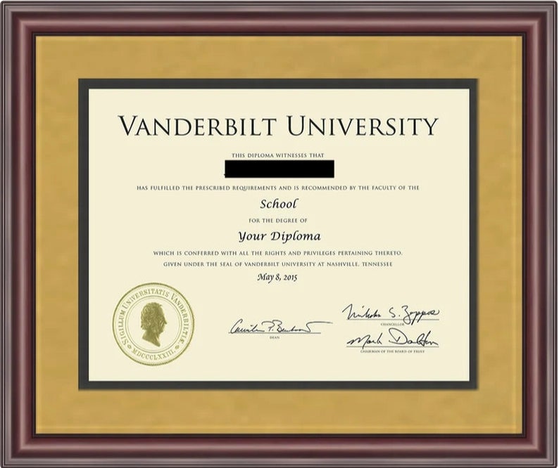 Vanderbilt University Diploma Frame - Etsy