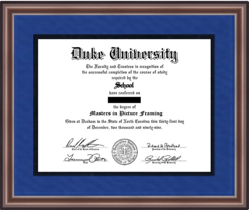 Duke University Diploma Framed - Etsy