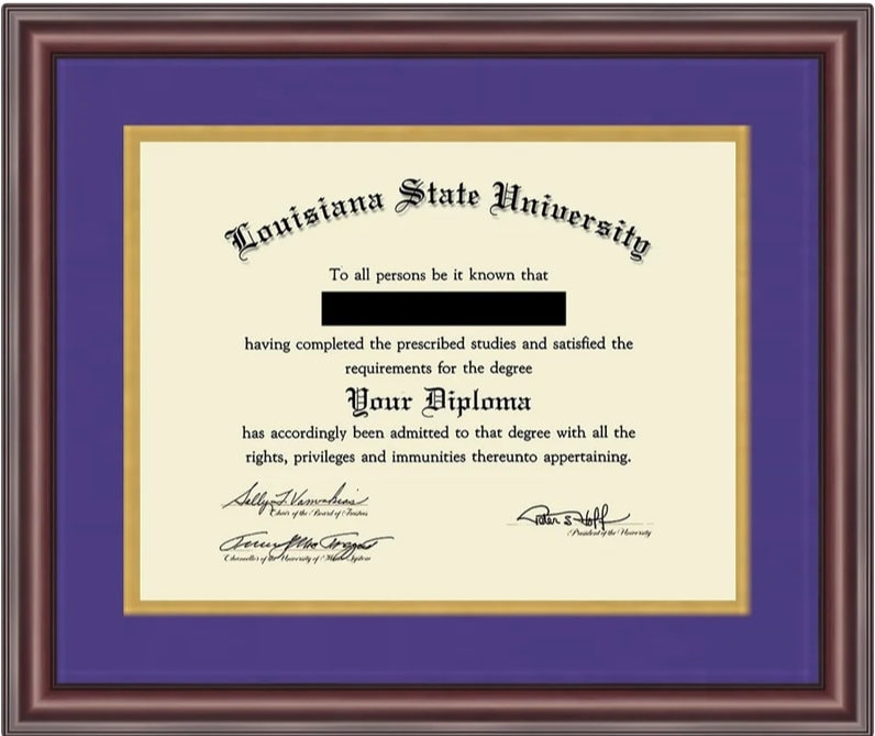 Louisiana State University Diploma Frame - Etsy