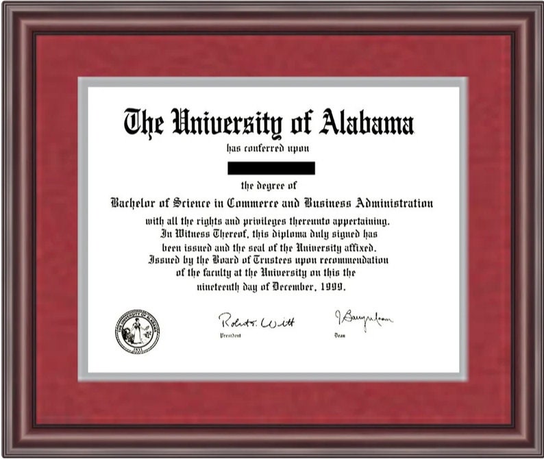 University of Alabama Diploma Frame - Etsy