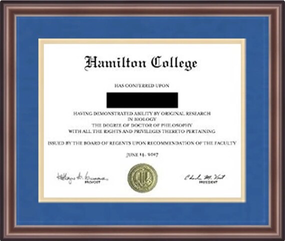 Hamilton College Diploma Frame - Etsy