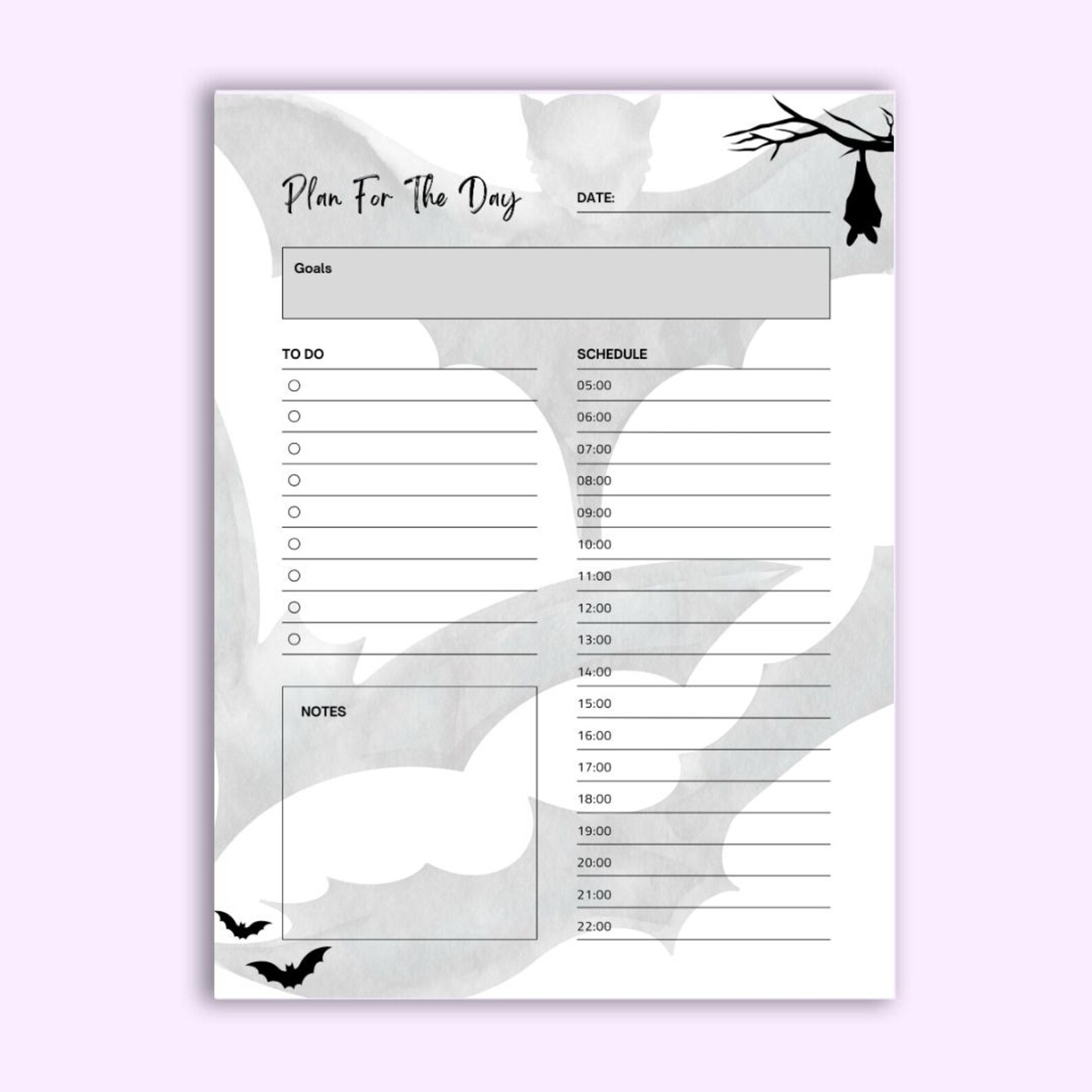 Gothic Bat Daily & Weekly Planner Printable, Goth Planner Set, Dark ...