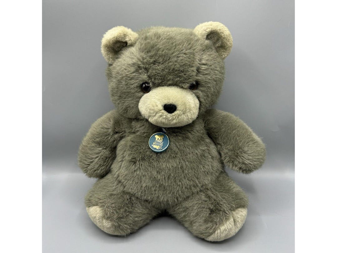 Vintage Dakin HUGGY Gray Teddy Bear Plush 15” Stuffed Animal 1984 - Etsy