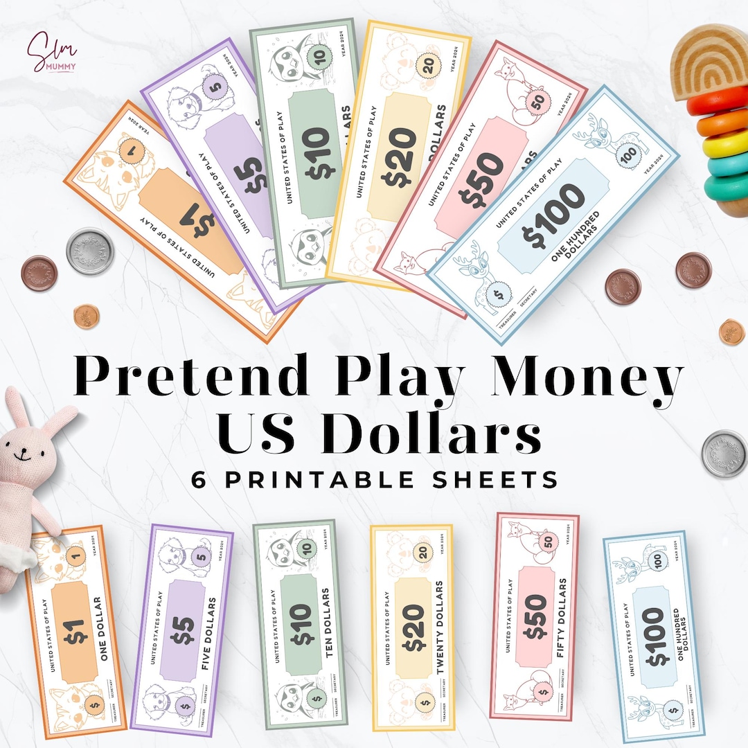 Printable Pretend Play Money, Fun Kids Money, Children's Chore Bucks ...