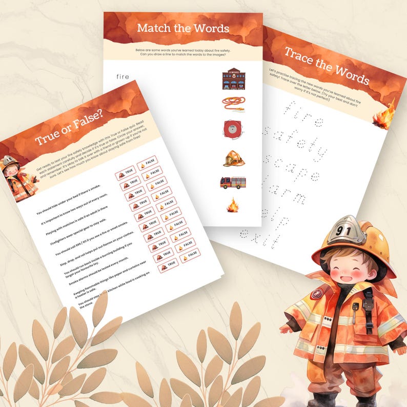 Fire Safety Preschool Printable Pack, Community Helper Activities ...