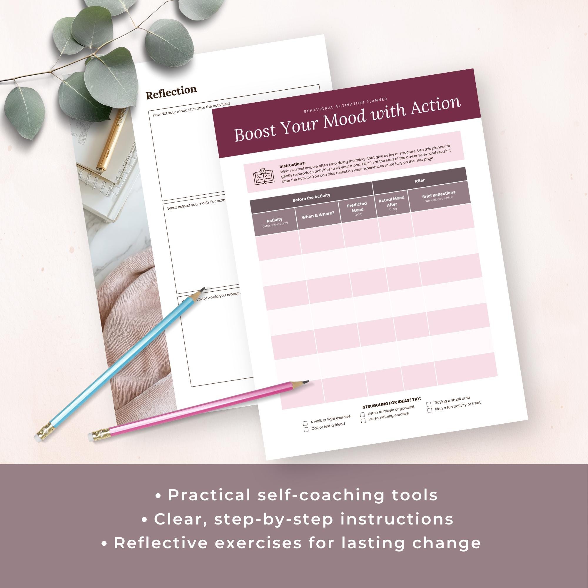 Behavioral Activation Worksheet for Teens, Mental Health Tool for CBT ...