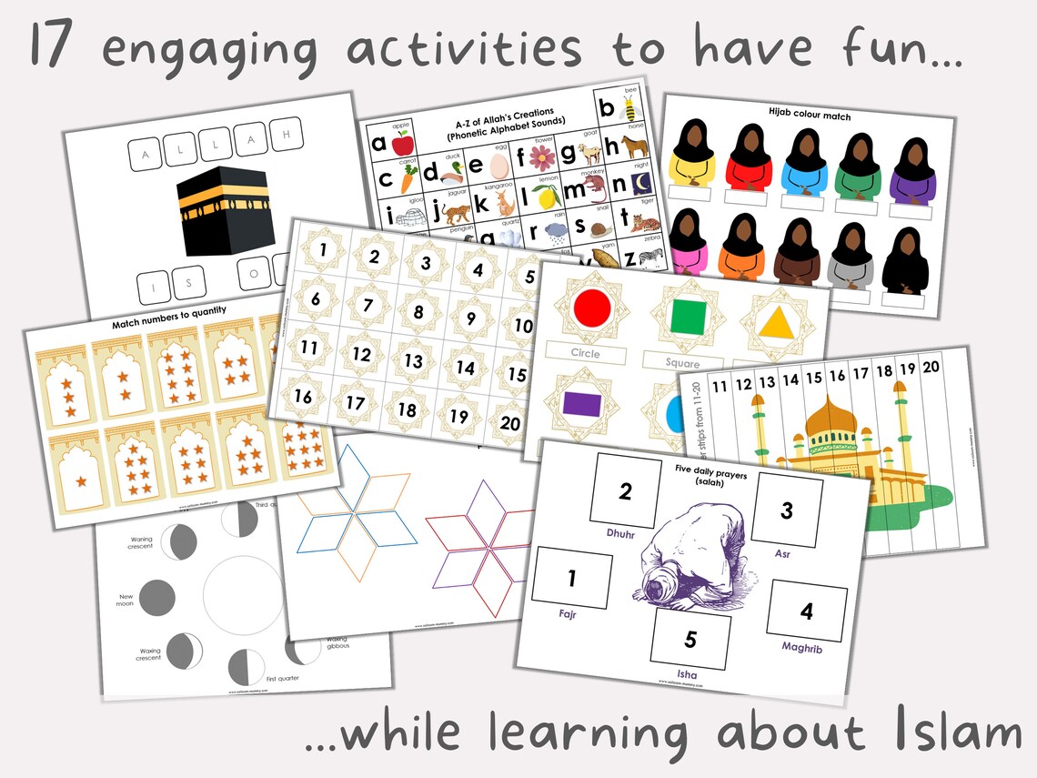 Preschool Busy Book, Islamic Interactive Binder, 17 Hands-on Learning ...