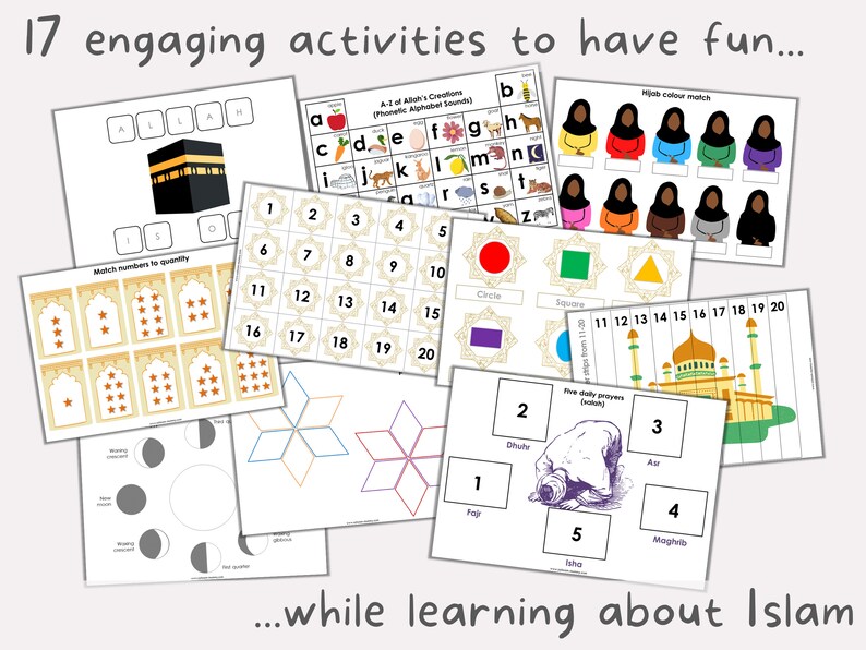 Preschool Busy Book, Islamic Interactive Binder, 17 Hands-on Learning ...