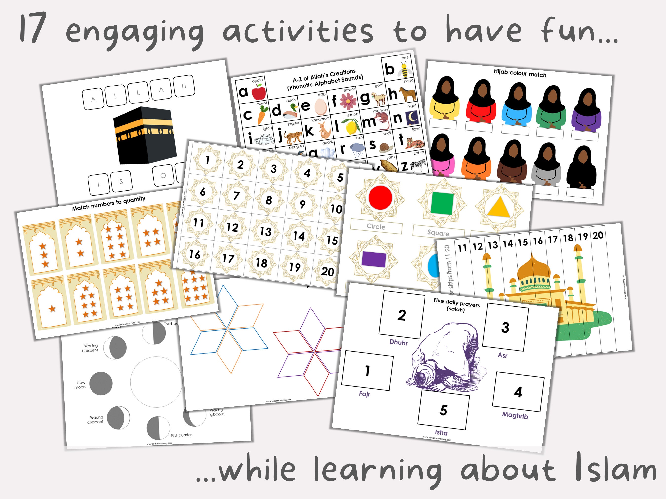 Preschool Busy Book, Islamic Interactive Binder, 17 Hands-on Learning ...