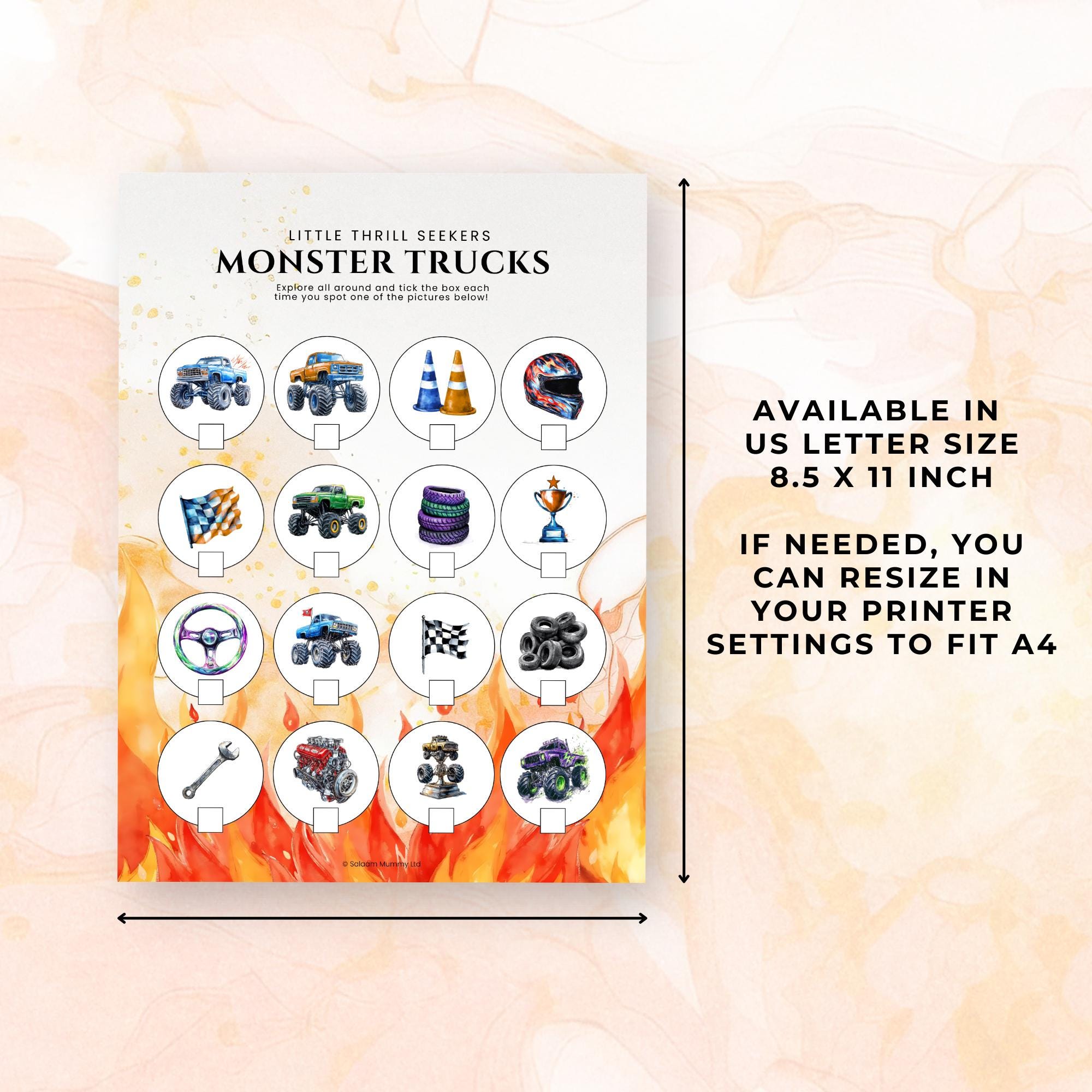 Monster Trucks Scavenger Hunt, Printable Kids Game, Indoor Treasure ...