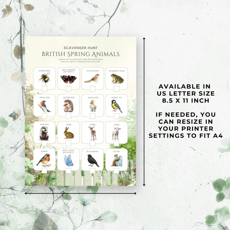 British Spring Animals Scavenger Hunt, Printable Nature Activity for ...
