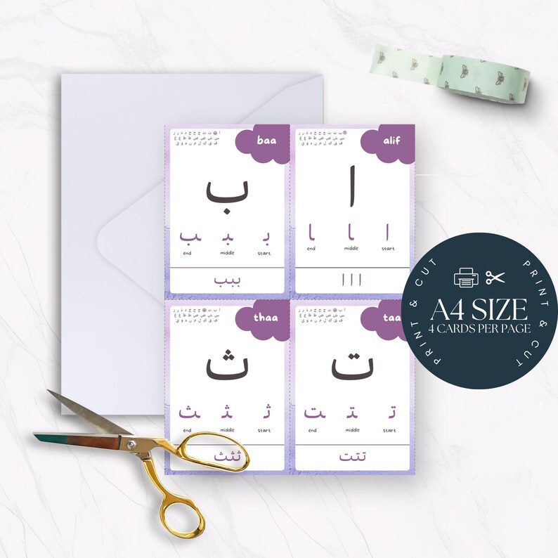 Arabic Letter Positions Flash Cards, Kids Phonics Learning, Arabic ...