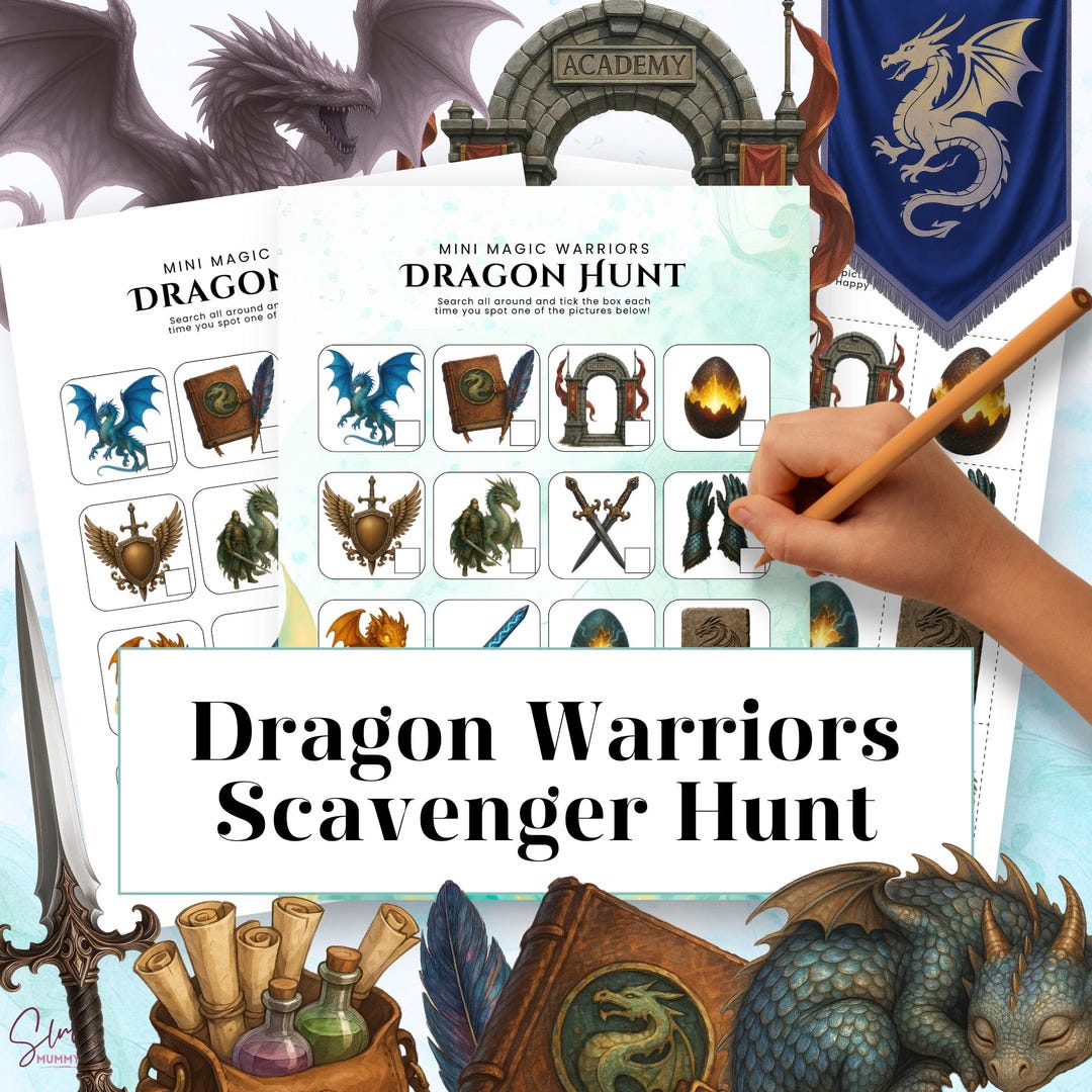 Dragons Scavenger Hunt, Printable Kids Game for Fantasy Magic and ...