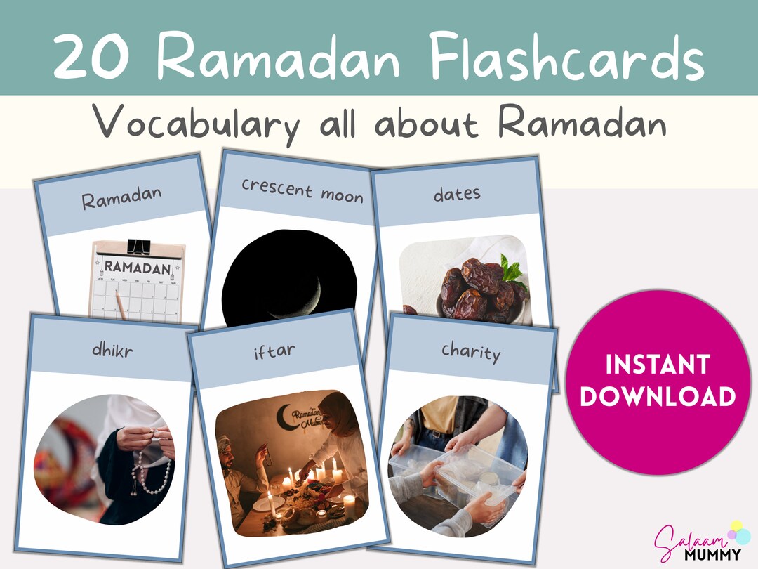 20 Ramadan Flashcards for Muslim Kids, Ramadan Vocabulary, Ramadan Unit ...