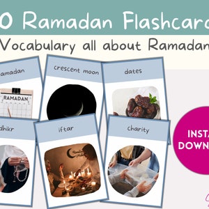 20 Ramadan Flashcards for Muslim Kids, Ramadan Vocabulary, Ramadan Unit ...