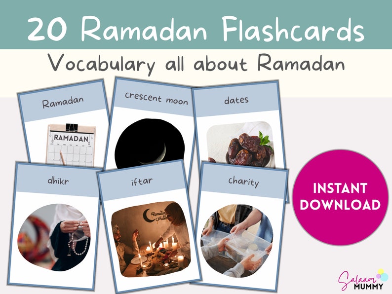 20 Ramadan Flashcards for Muslim Kids, Ramadan Vocabulary, Ramadan Unit ...