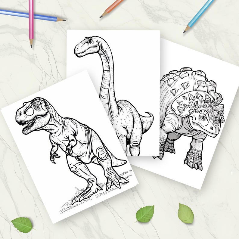 Dinosaur Coloring Bundle, Fun Kids Activity, 25 Page Printable Activity ...