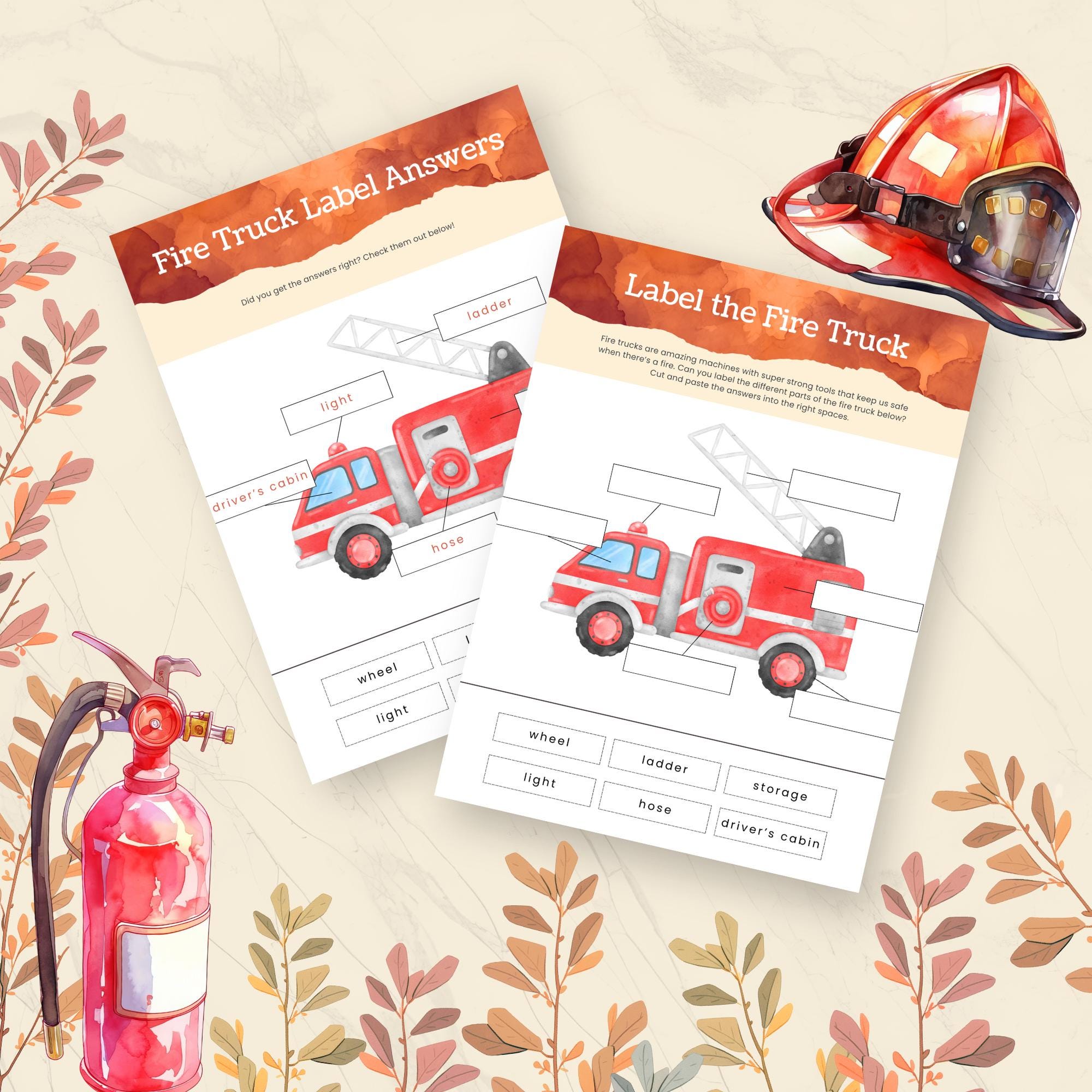 Fire Safety Preschool Printable Pack, Community Helper Activities ...