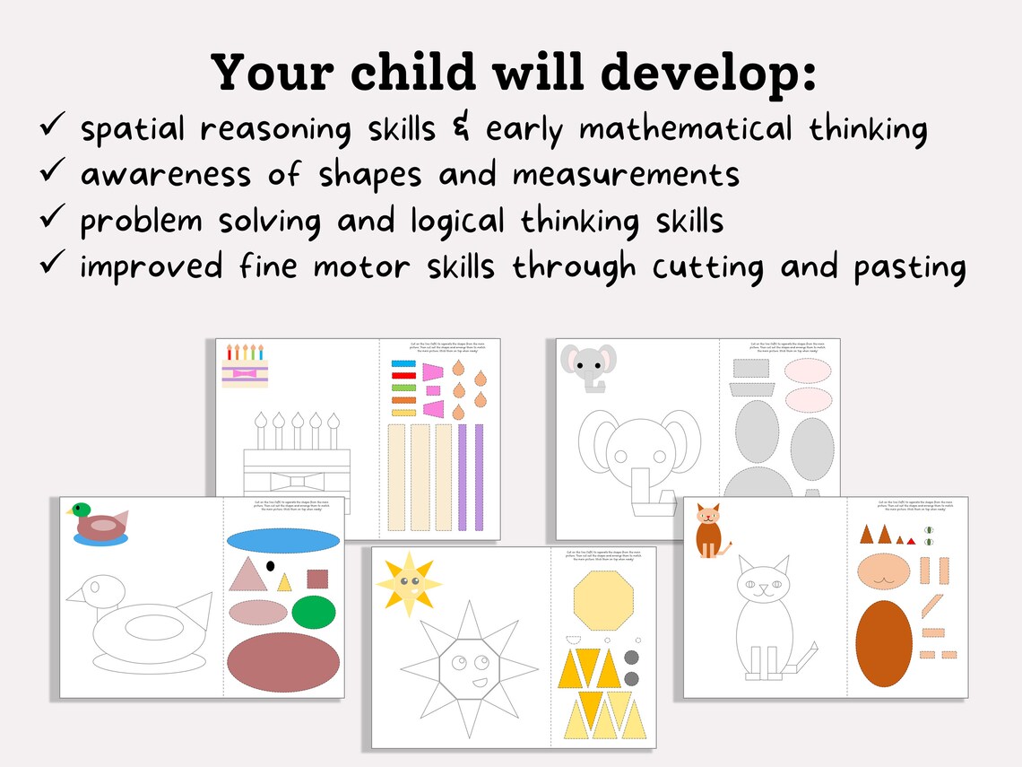 Picture Puzzles Printable for Preschool & Kindergarten, Fine Motor ...