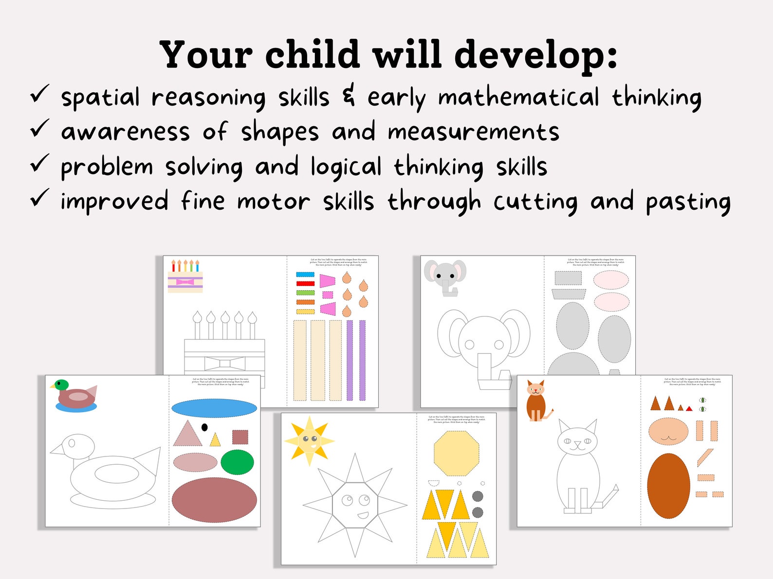 Picture Puzzles Printable for Preschool & Kindergarten, Fine Motor ...