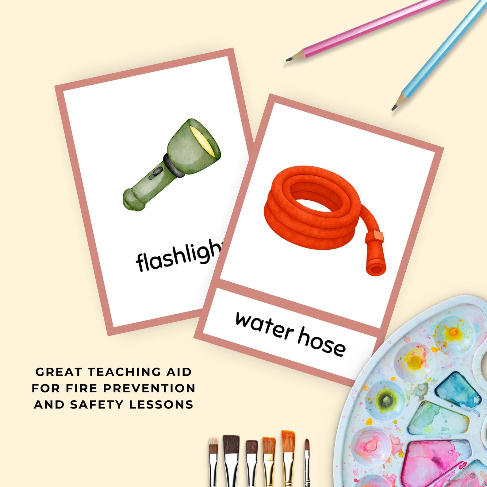 Fire Safety Flashcards for Toddlers, Kids Educational Printable Cards ...