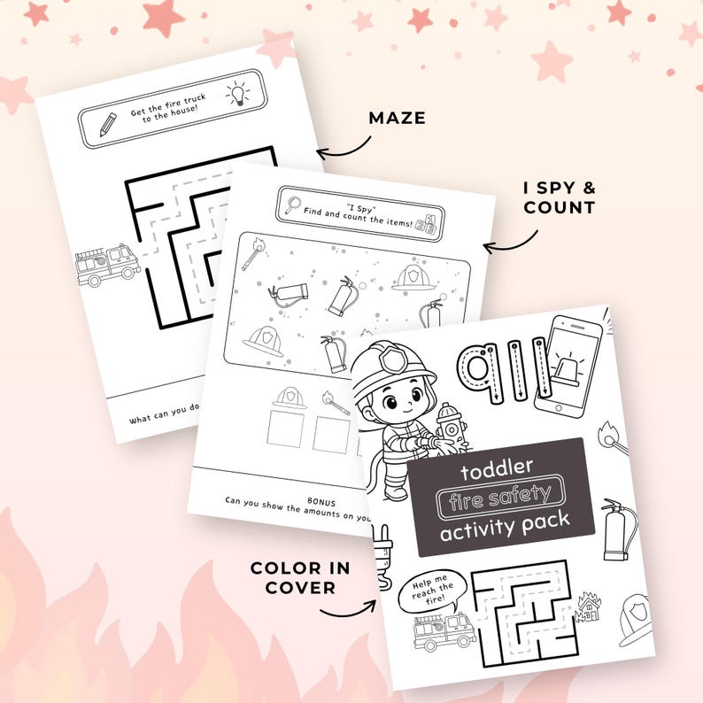 Fire Safety Week Activity Pack for Toddlers, PDF Printable Coloring ...