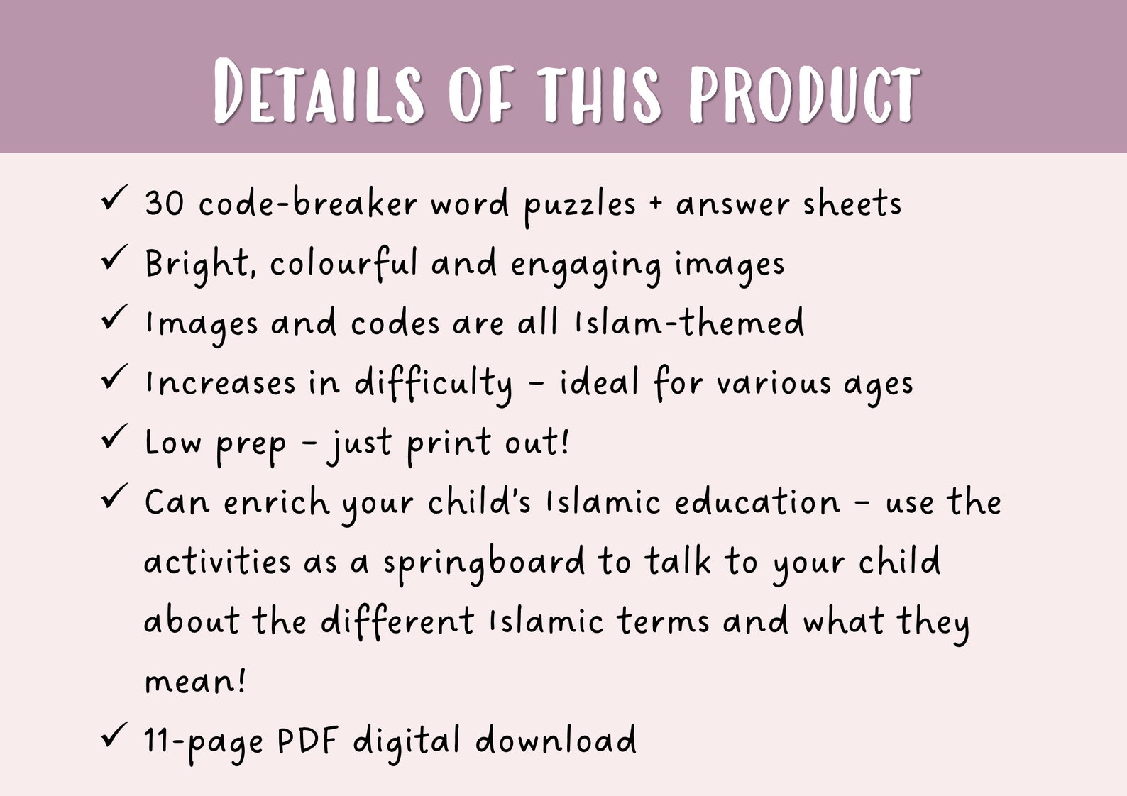 Islamic Word Puzzles for Muslim Kids, Printable Logic Games and Code ...