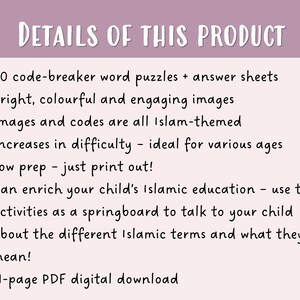 30 Islamic Word Puzzles Code Breaker Mysteries Muslim Kids Printable ...