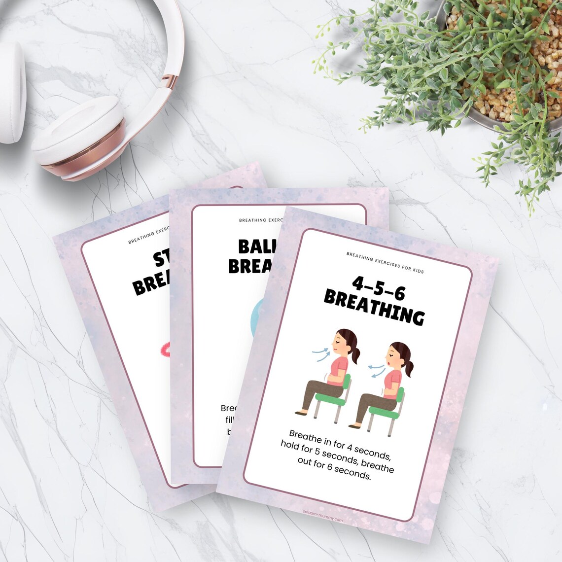 Deep Breathing Cards for Kids, 24 Emotional Regulation Exercises, Calm ...