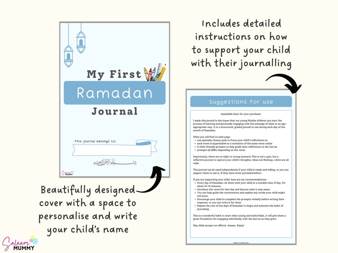 My First Ramadan Journal for Kids Islamic Journal for Children Quran ...