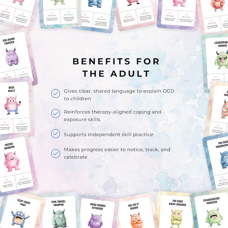 Monster Theme OCD Coping Cards for Kids & Teens, Digital and Printable ...