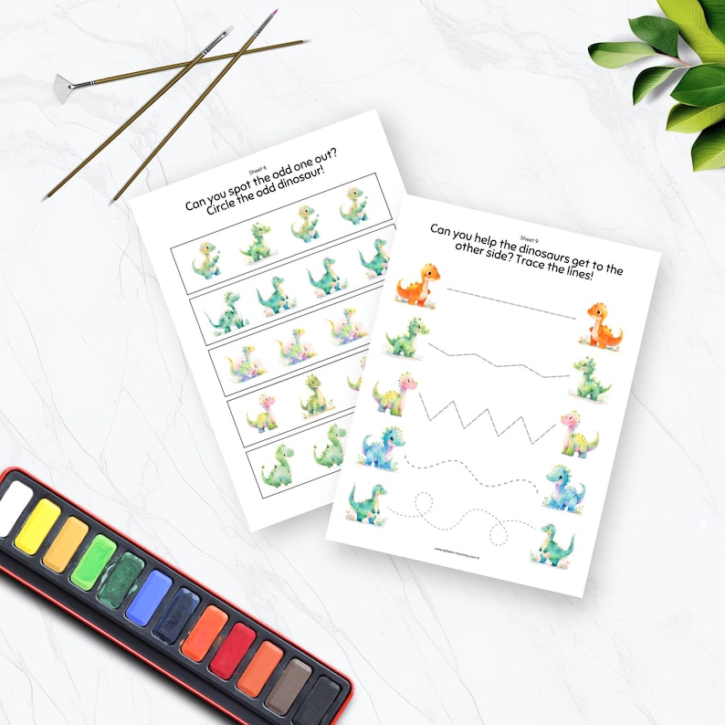 Cute Dinosaurs Preschool Activities Pack, 10 Children's Worksheets, Fun ...