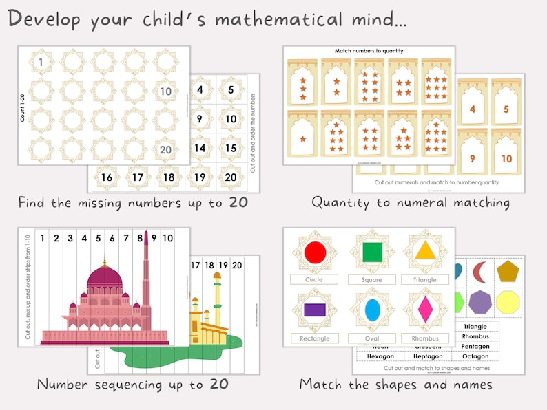 Preschool Busy Book, Islamic Interactive Binder, 17 Hands-on Learning ...