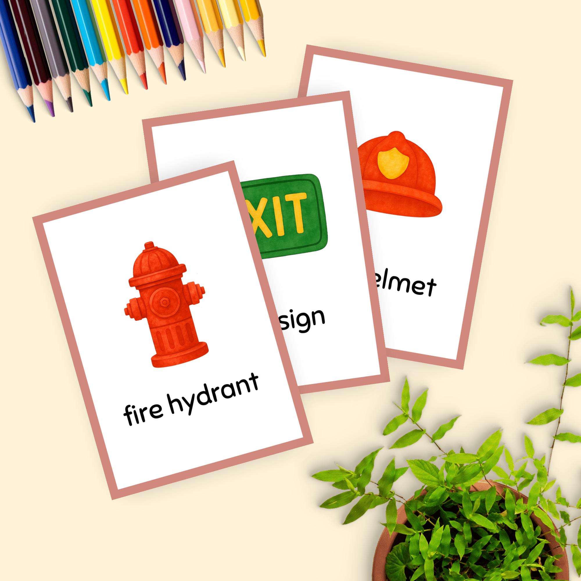 Fire Safety Flashcards for Toddlers, Kids Educational Printable Cards ...