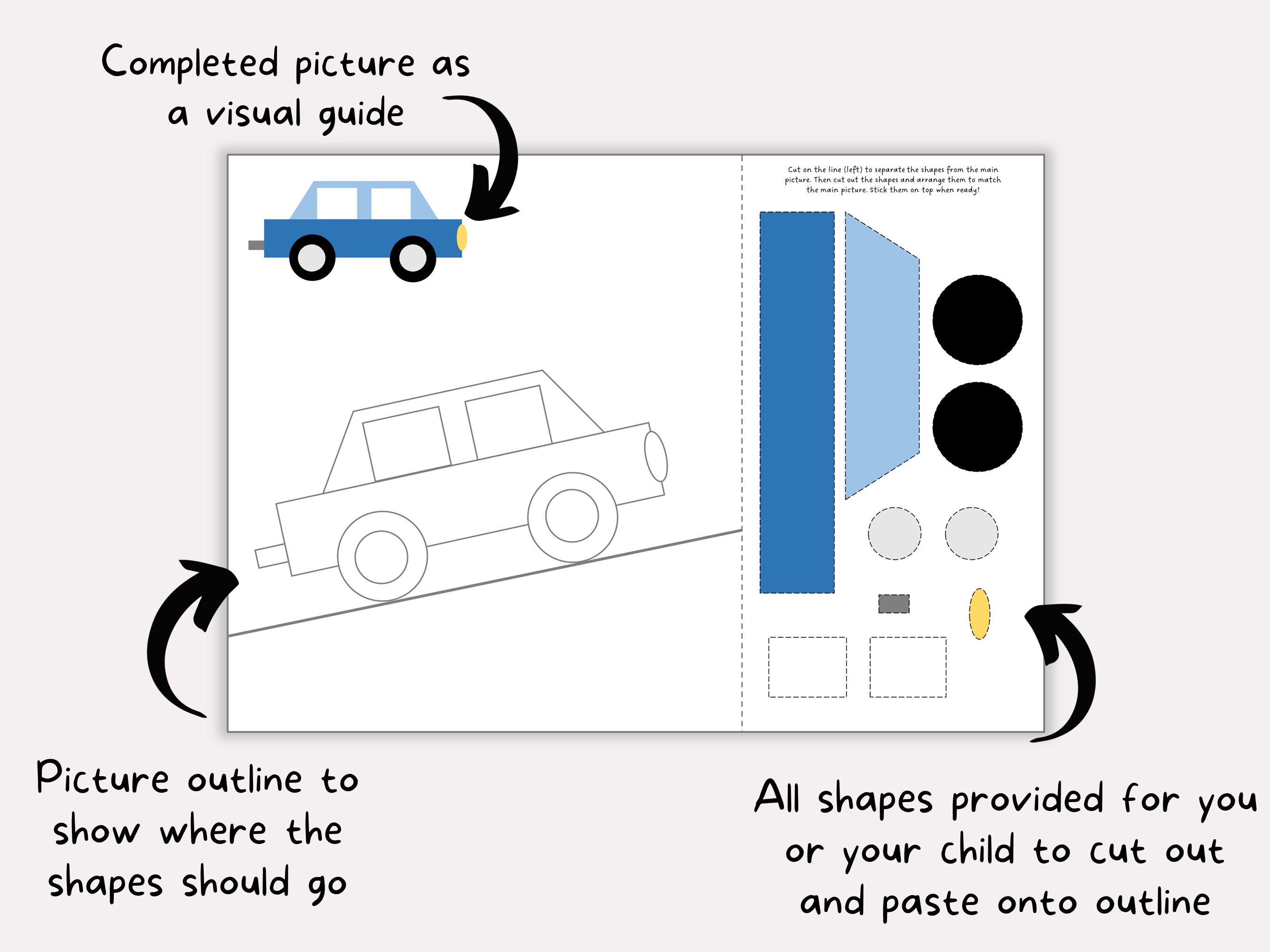 Picture Puzzles Printable for Preschool & Kindergarten, Fine Motor ...