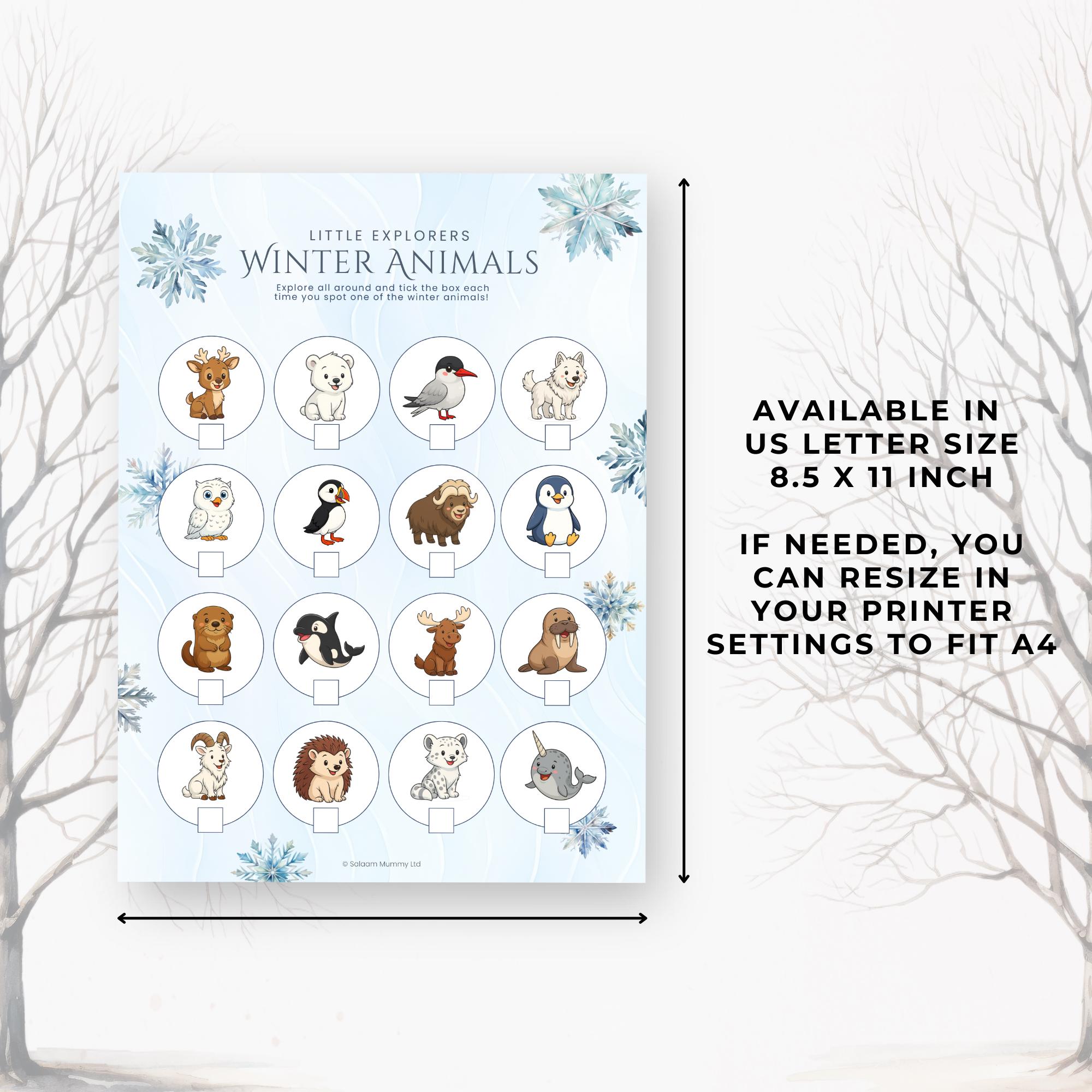 Winter Animals Scavenger Hunt Printable for Kids, Family Activity, Fun ...