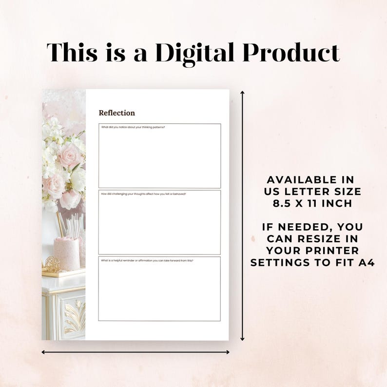 CBT Thought Record Worksheet, Reflection Prompts, Printable Mental ...