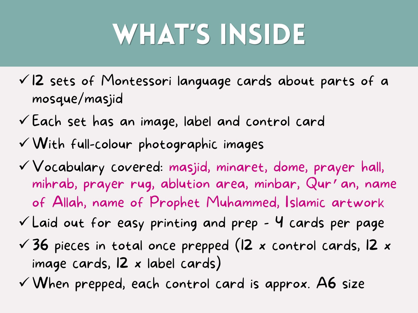 Montessori 3 Part Cards About Mosques, Islam Flashcards, Montessori ...