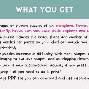 Picture Puzzles Printable for Preschool & Kindergarten, Fine Motor ...