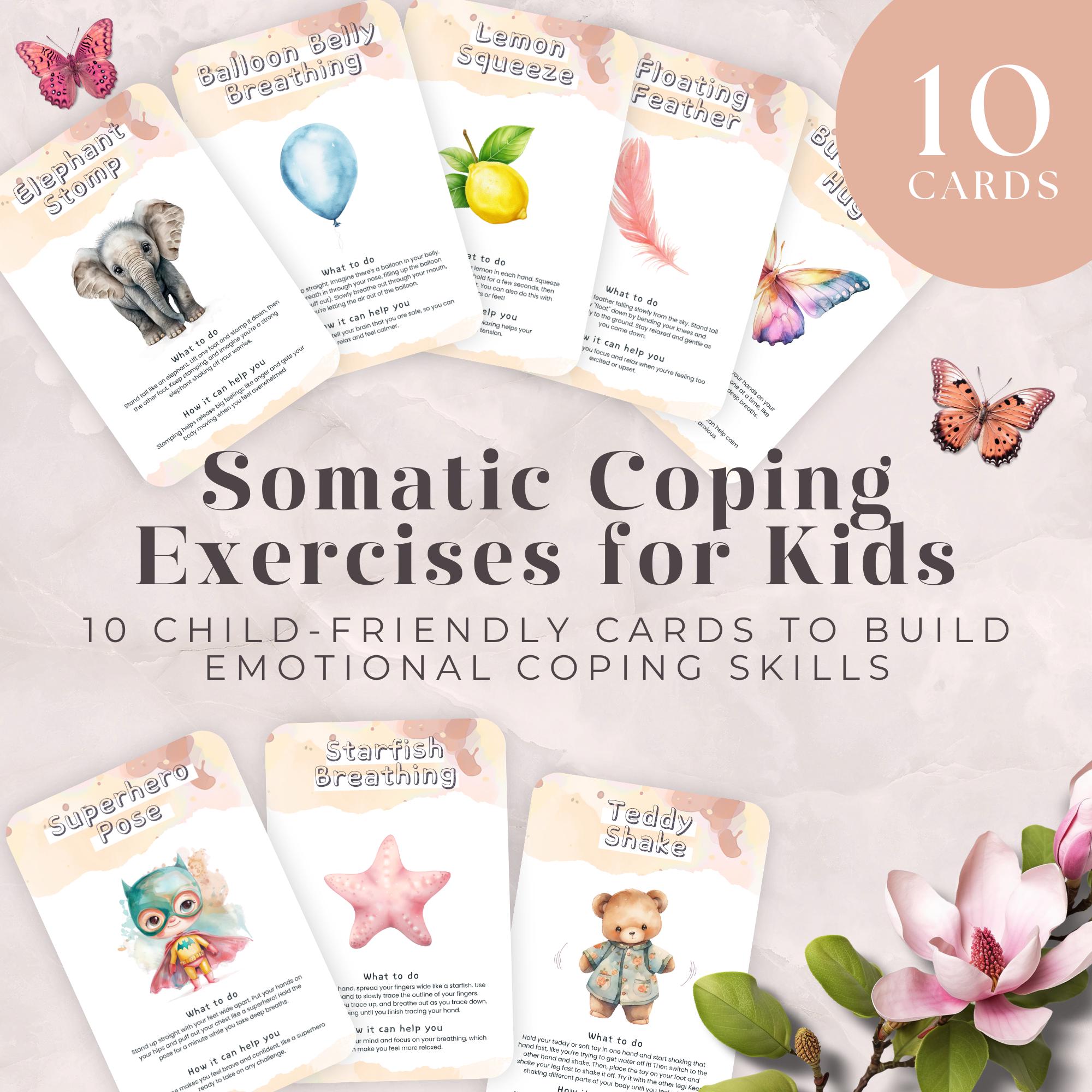 Somatic Coping Skill Cards for Kids, 10 Nervous System Regulation ...