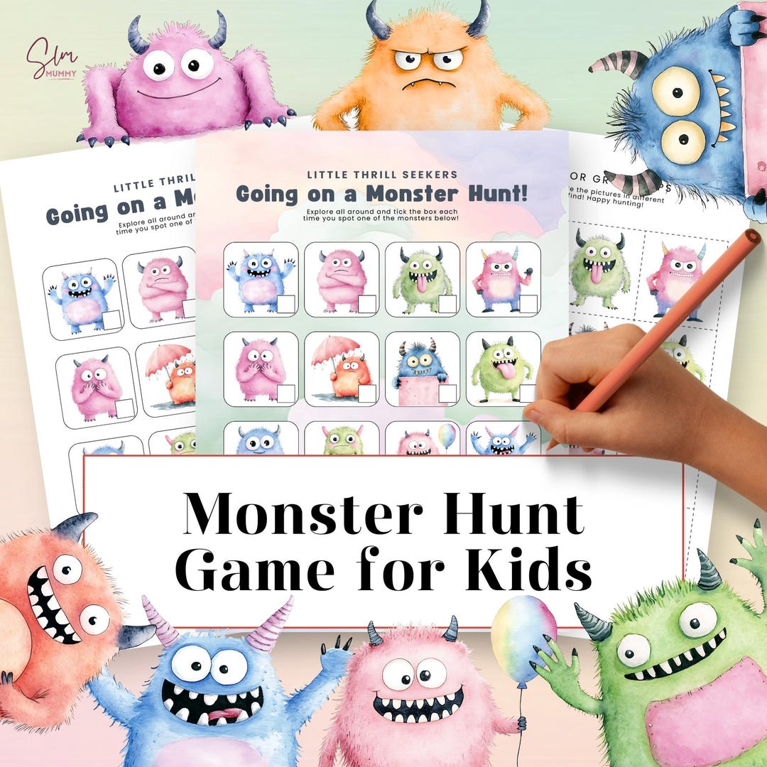 Cute Monsters Scavenger Hunt, Printable Kids Activity Game, Screen Free ...