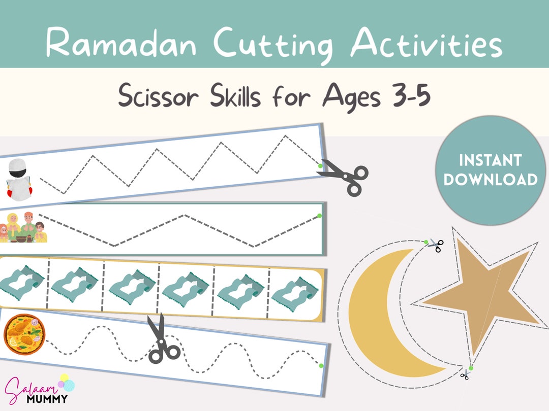 Ramadan Cutting Activities for Children, Beginner Scissor Skills ...